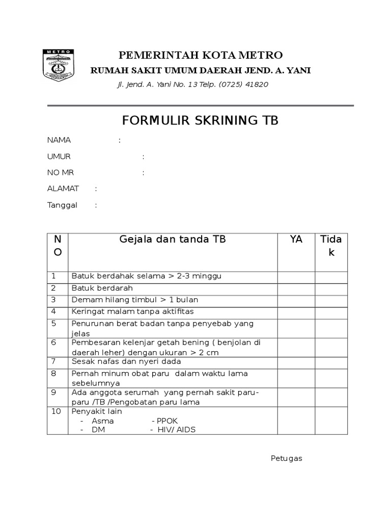 Formulir Skrining TB | PDF | Hukum