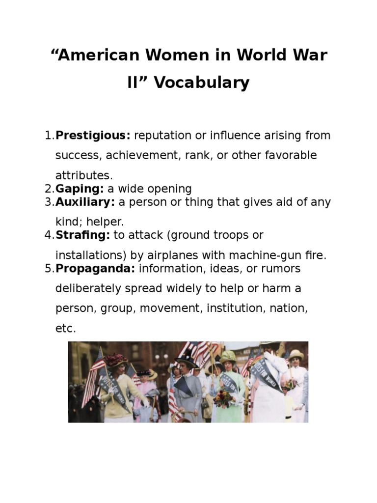 WWII American Women Vocabulary | PDF | History