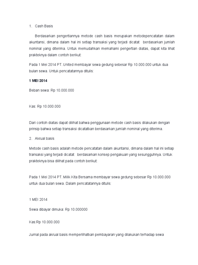 Cash Basis Dan Akrual Basis | PDF | Bisnis | Pengelolaan Keuangan & Uang