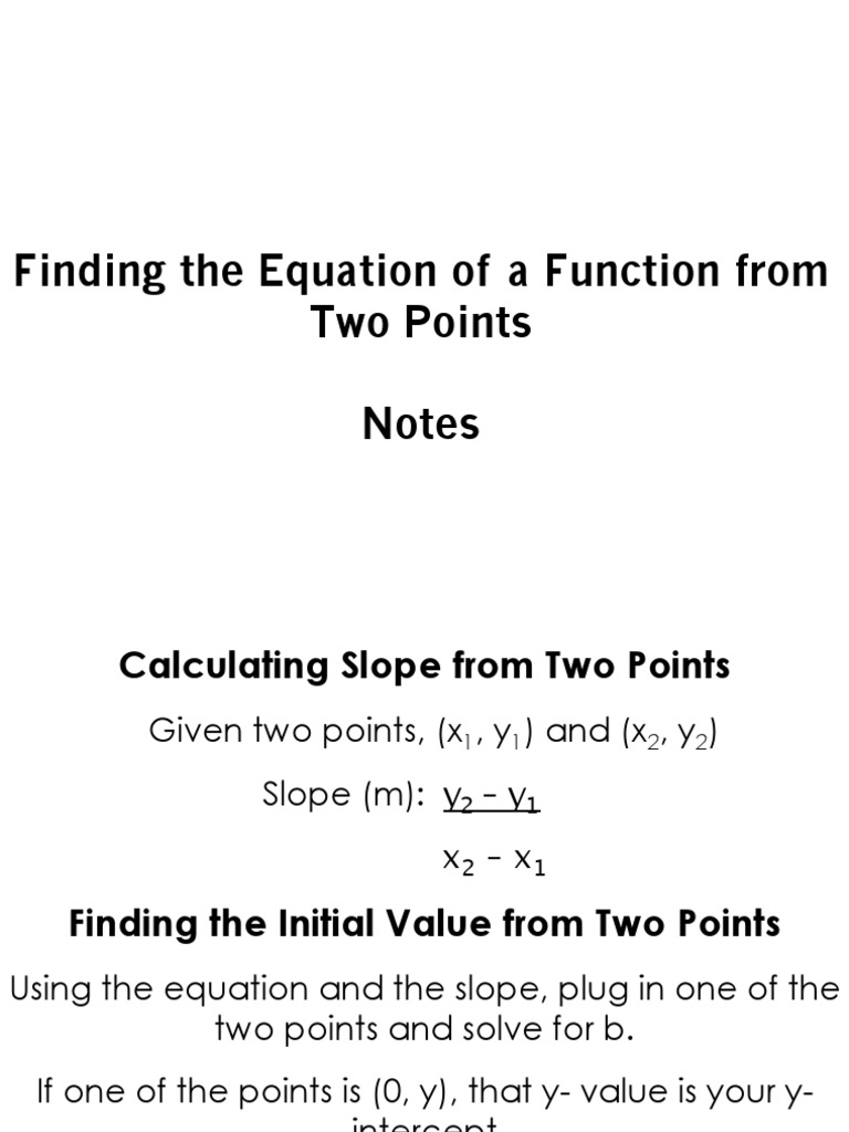 Equation From Two Points Notes | PDF