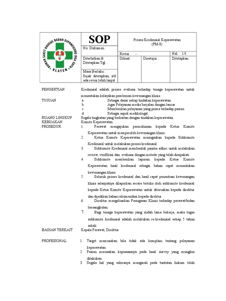 SOP Kredensial Perawat | PDF