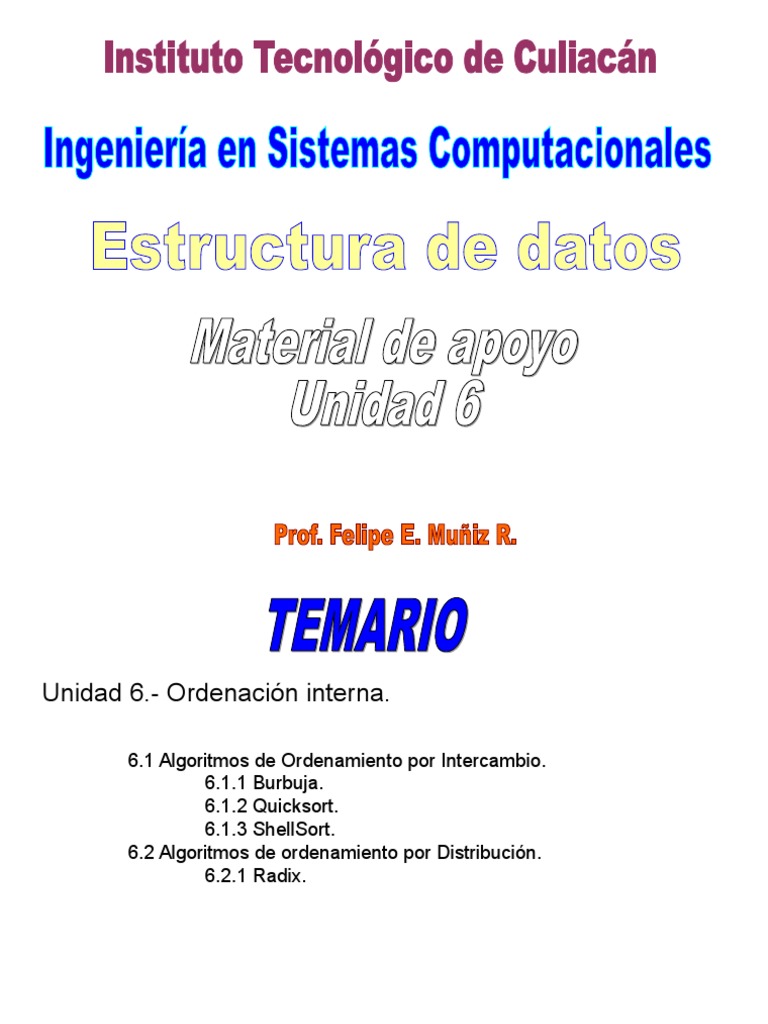 Estructura de Datos ISC Unidad 6 | PDF | Algoritmos | Conceptos matemáticos