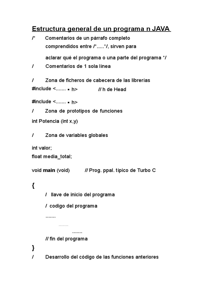 Estructura General de Un Programa en Java | Descargar gratis PDF | Java (lenguaje de ...