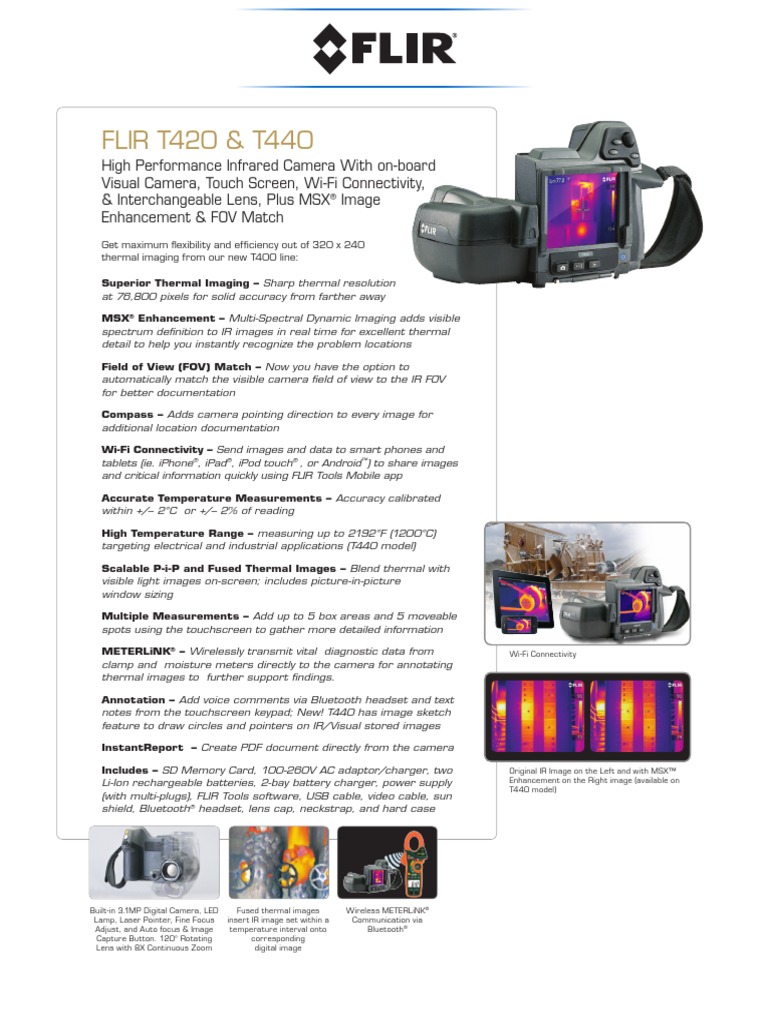 Flir t420 t440 Datasheet | PDF | Infrared | Thermography