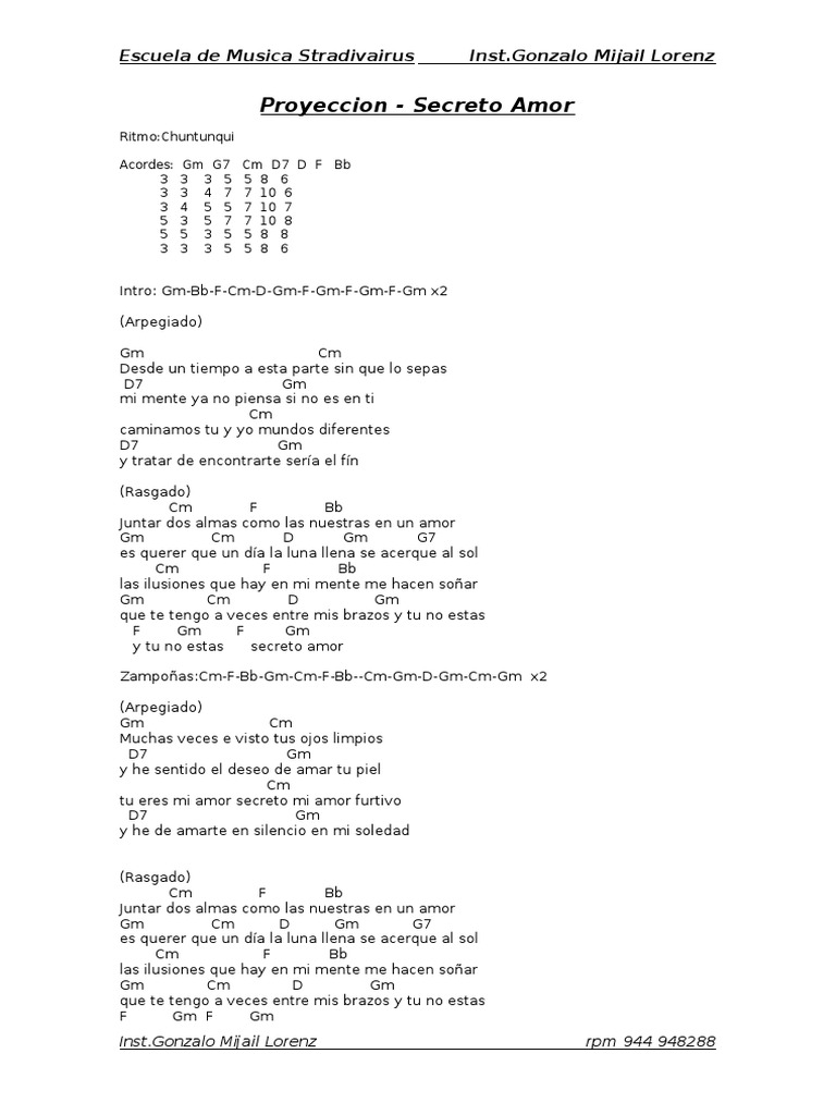 Acordes de "Secreto de Amor" | PDF