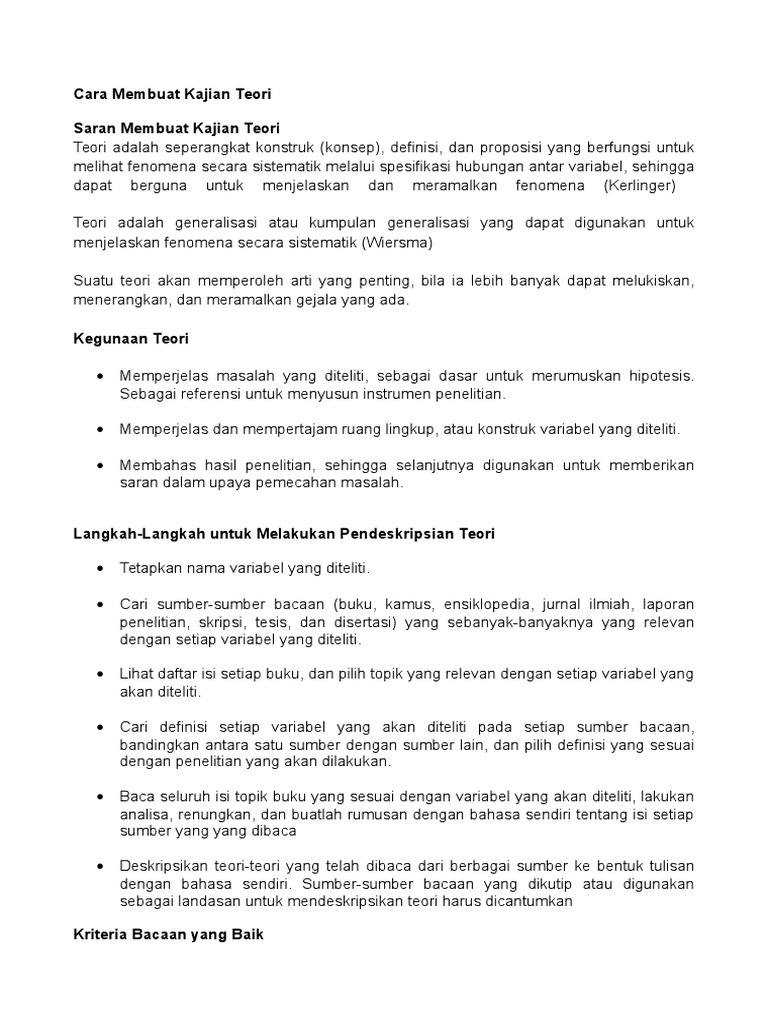 Cara Membuat Kajian Teori | PDF
