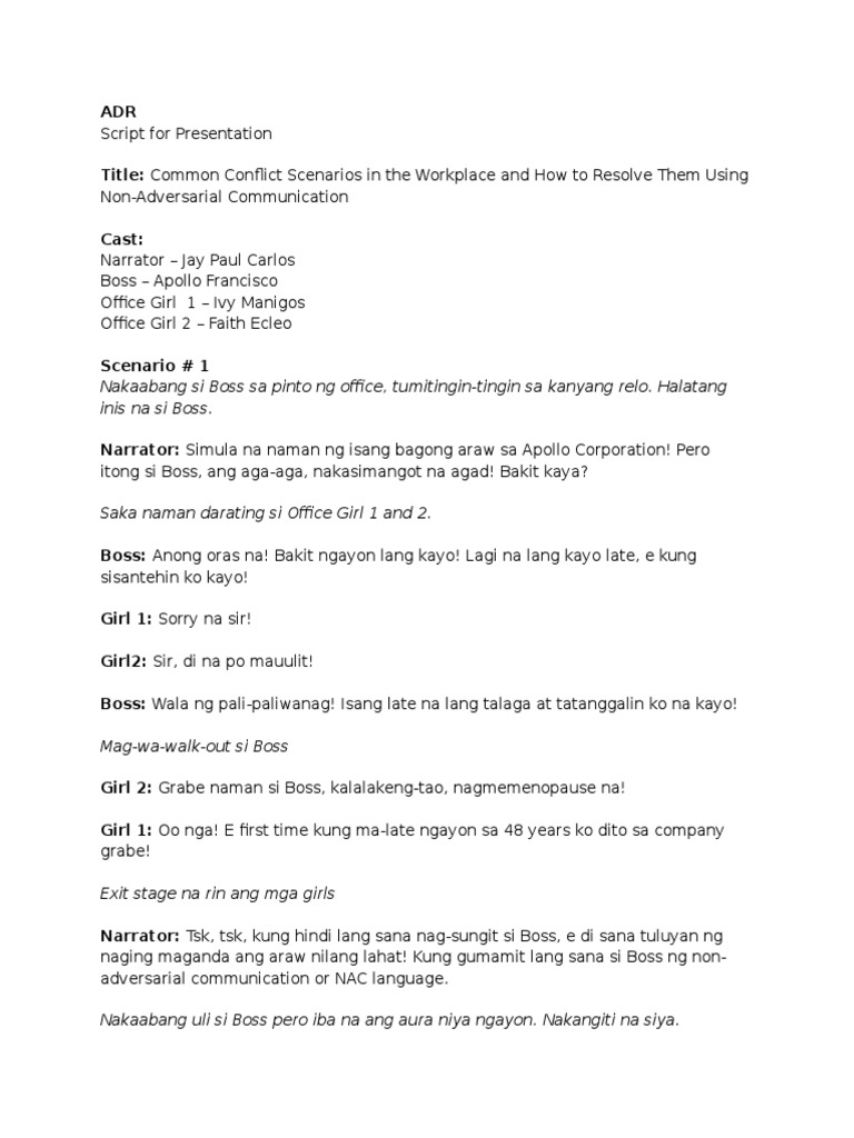 ADR Script For Presentation | PDF
