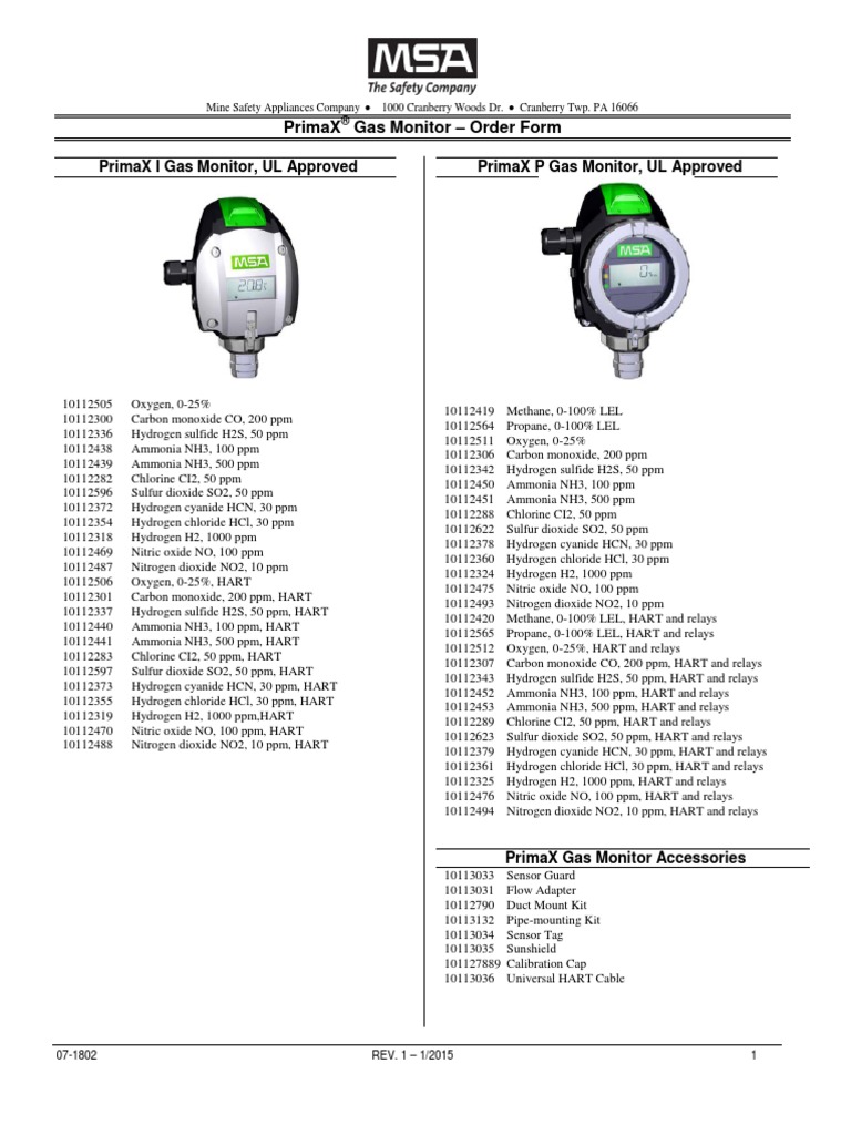 PrimaX Gas Monitor Order Form | PDF | Home & Garden | Science & Mathematics