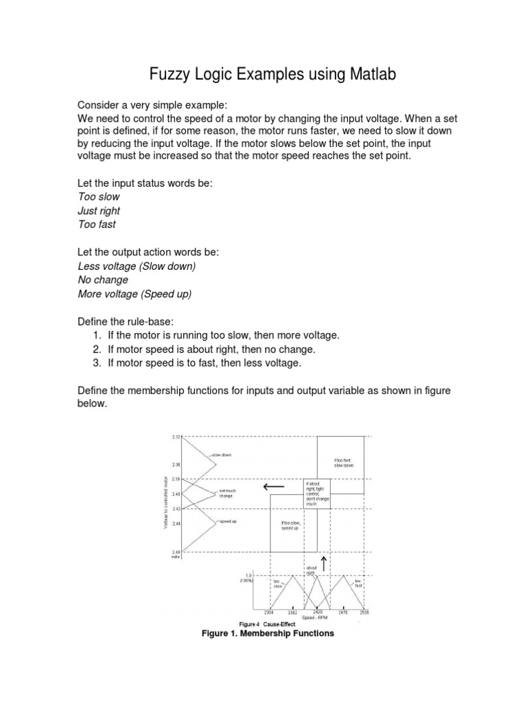 Fuzzy Logic Examples Using Matlab: Too Slow Just Right Too Fast | PDF