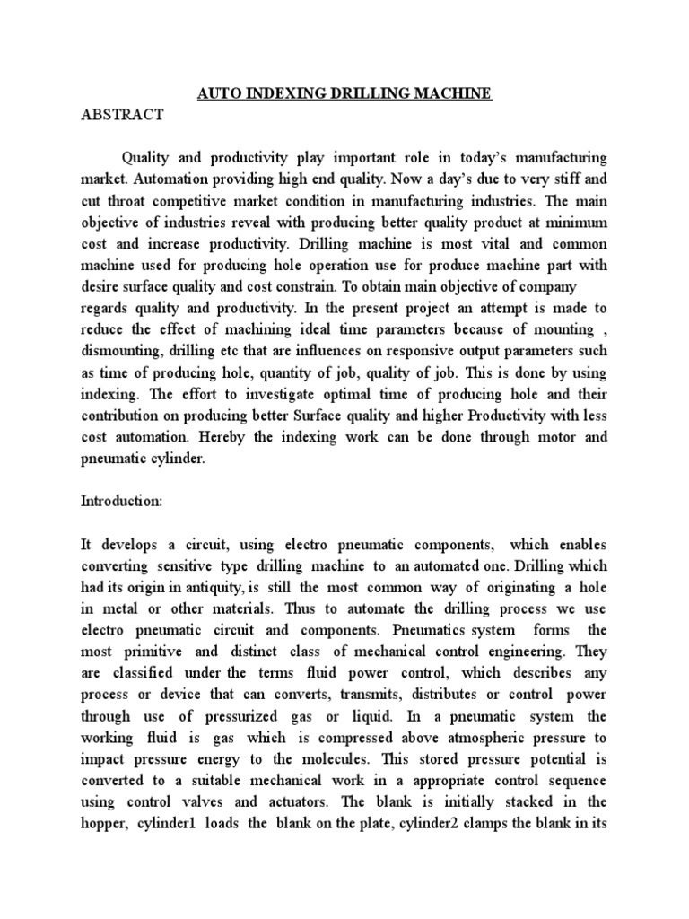 2.auto Indexing Drilling Machine | PDF | Automation | Machines
