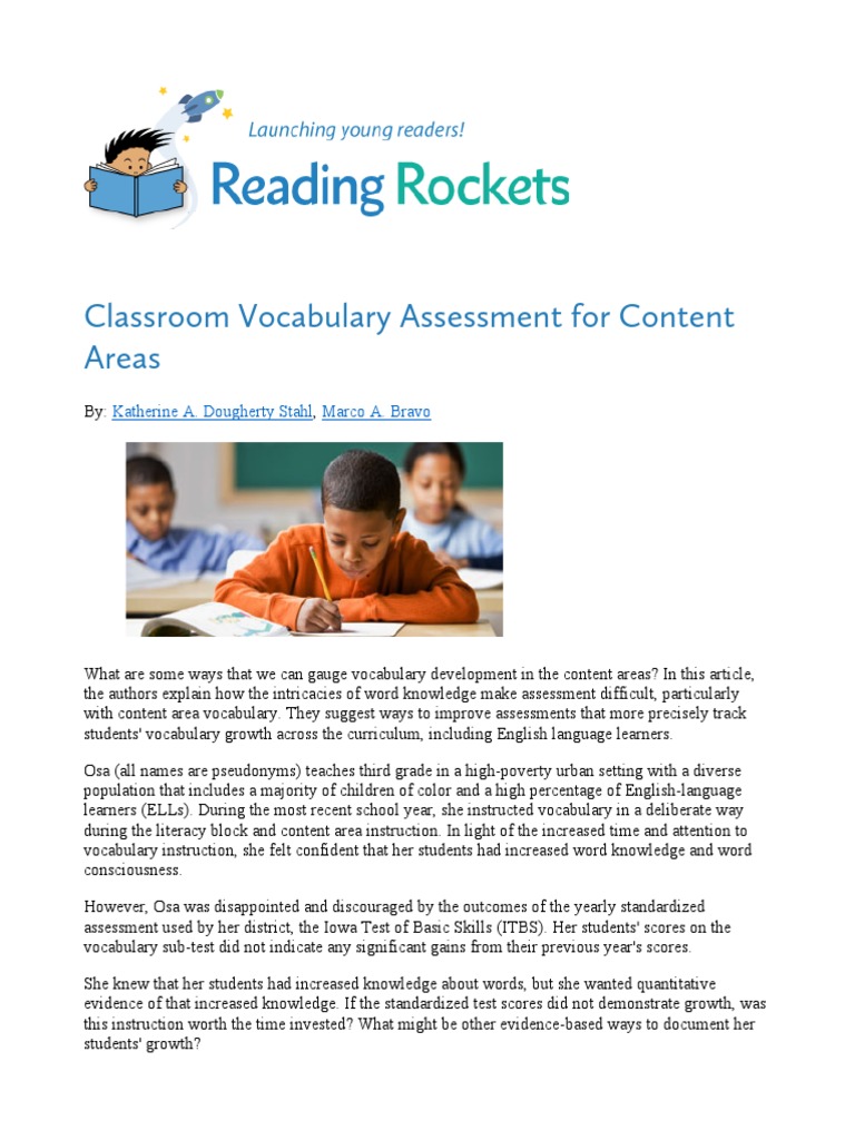 Classroom Vocabulary Assessment | PDF | Educational Assessment ...