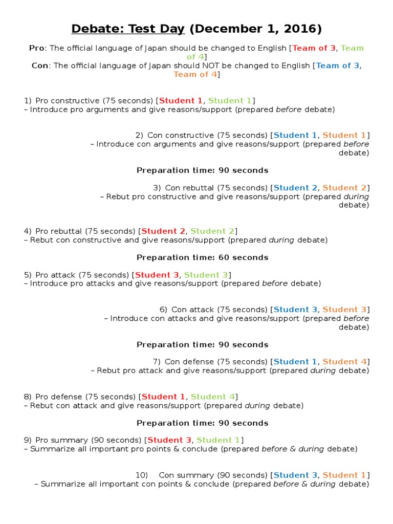 11-17 Debate Structure | PDF | Career & Growth