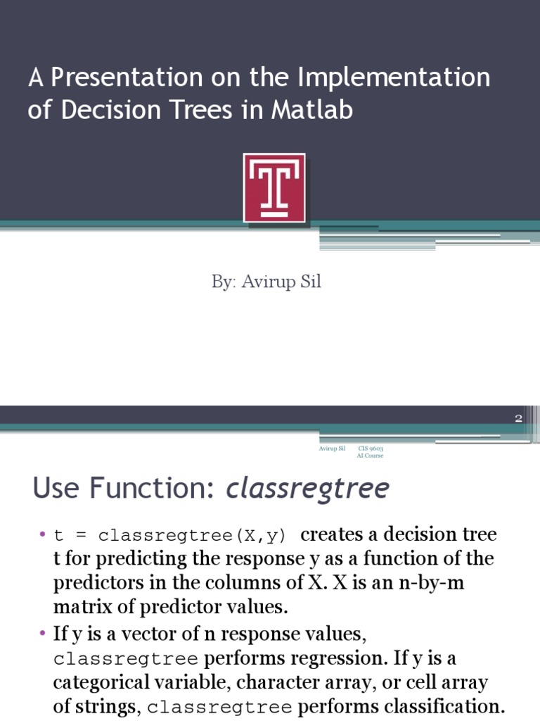 A Presentation On The Implementation of Decision Trees in Matlab | PDF ...
