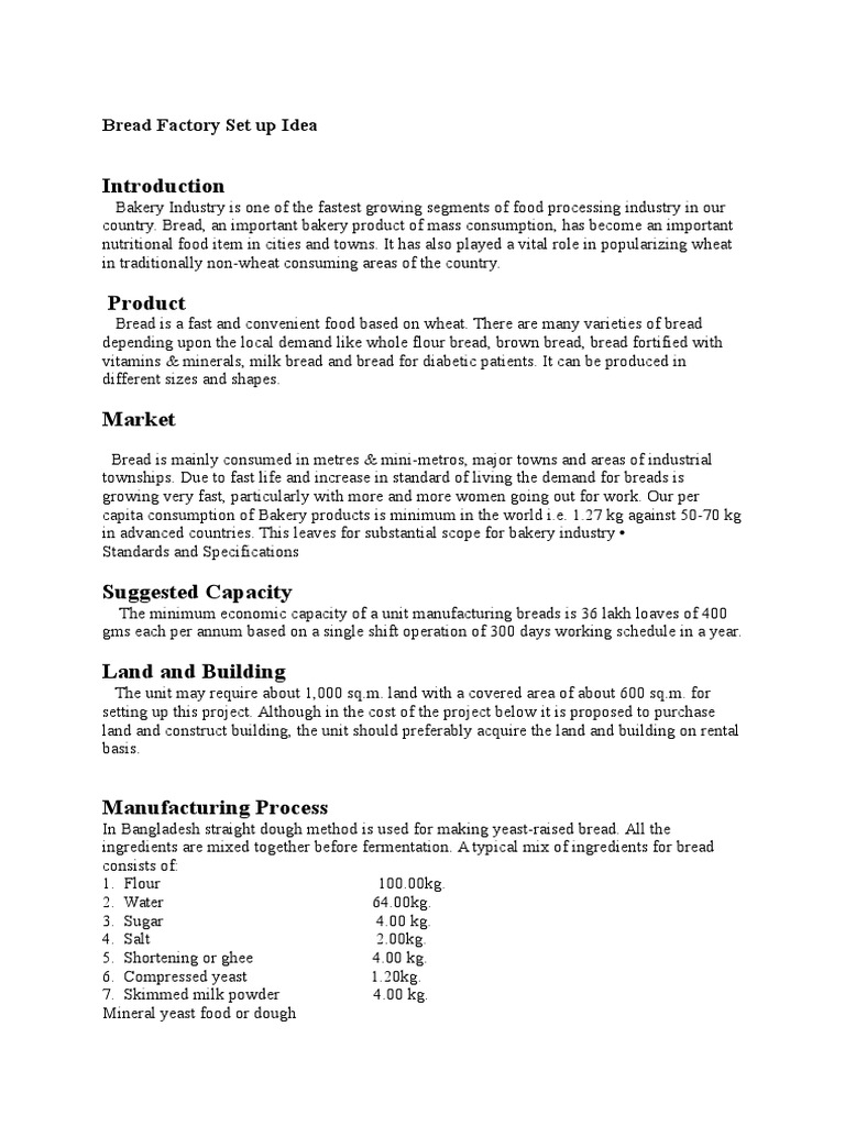 Bread Factory Setup Guide and Costs | PDF | Breads | Dough