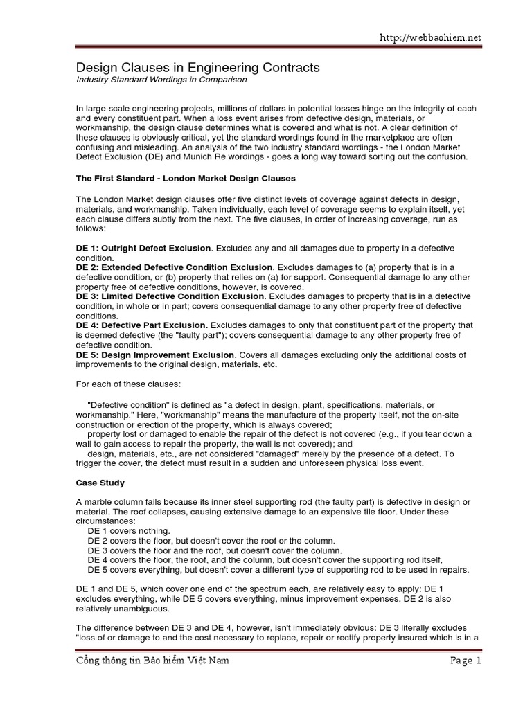 Design Clause in Engineering Insurance Contract | PDF | Roof | Insurance