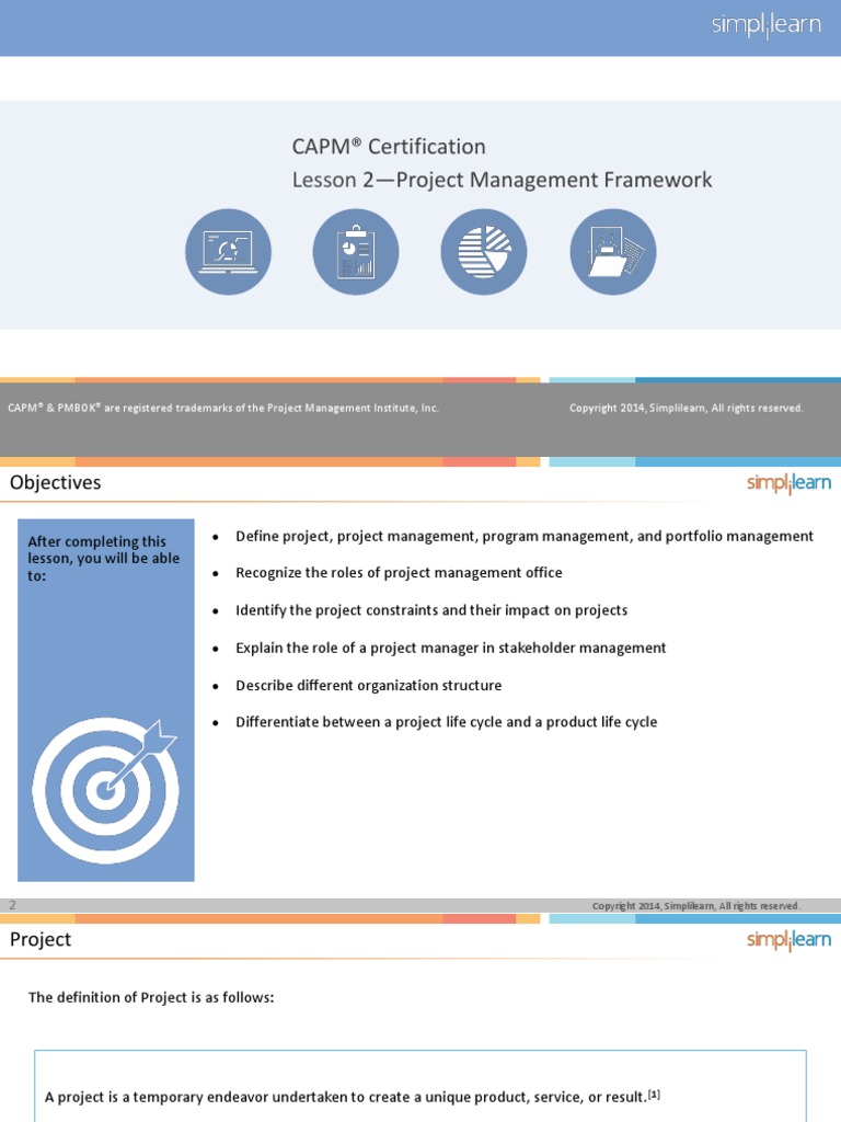 Lesson 2 - CAPM _Prep_Framework_V2 | Product Lifecycle | Project Management