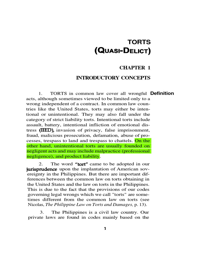 Torts and Damages | PDF | Tort | Negligence