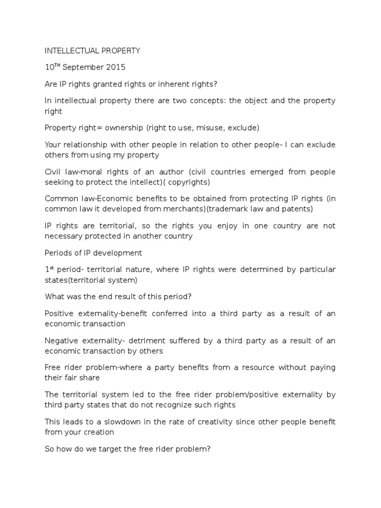 Intellectual Property Notes | PDF | Trademark | Intellectual Property