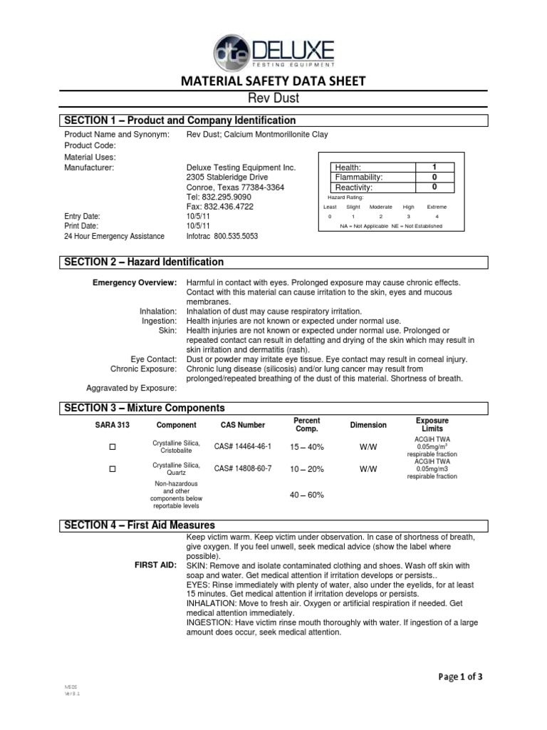Rev-Dust R1 | PDF | Personal Protective Equipment | Dangerous Goods