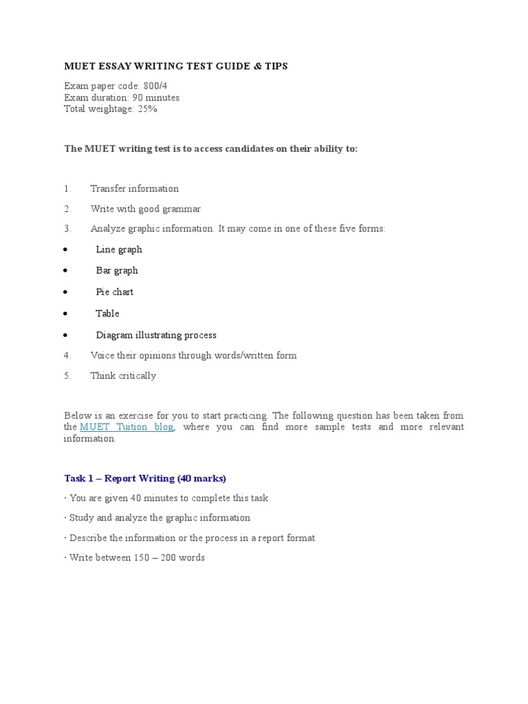Muet Essay Writing Test Guide | PDF | Test (Assessment) | Essays