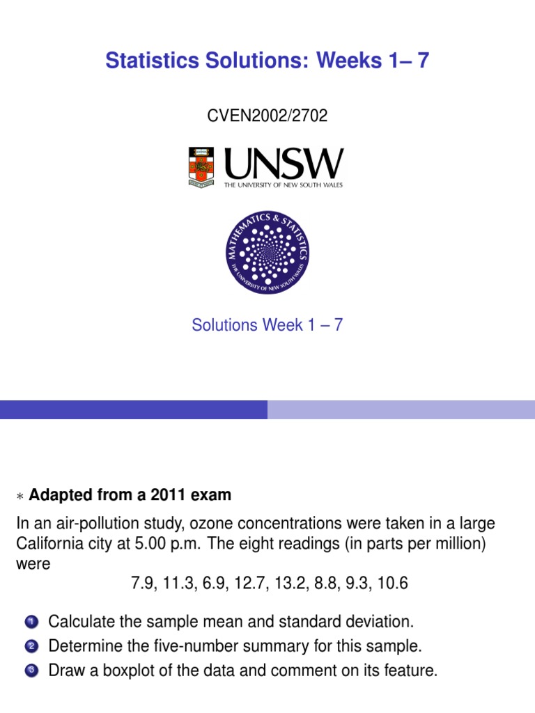 Statistics Solutions Weeks 1-7 | PDF | Confidence Interval | Poisson ...
