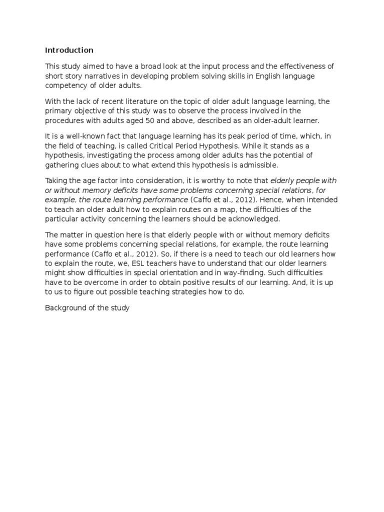 Short Stories Enhance ESL for Seniors | PDF