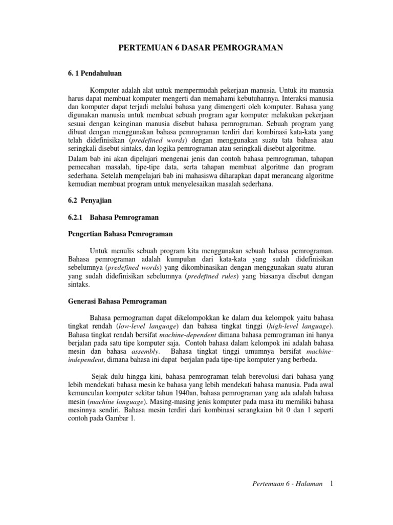 Pertemuan 6 Dasar Pemrograman | PDF
