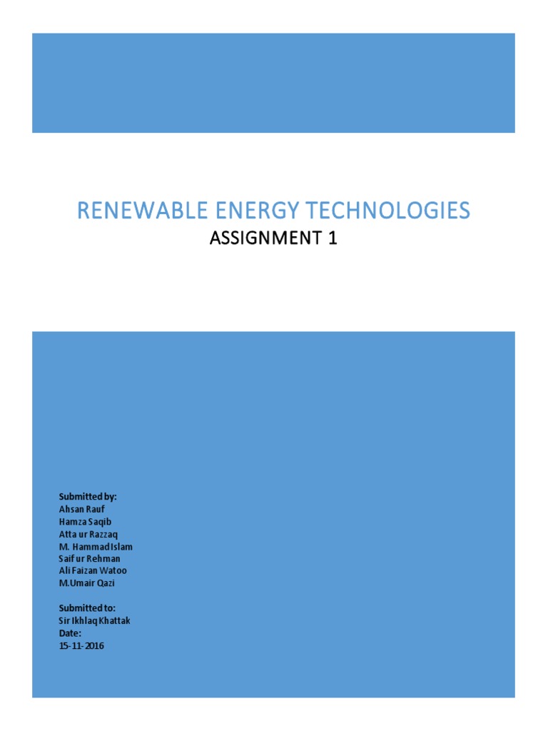 Renewable Energy Technologies: Assignment 1 | PDF | Energy Development ...