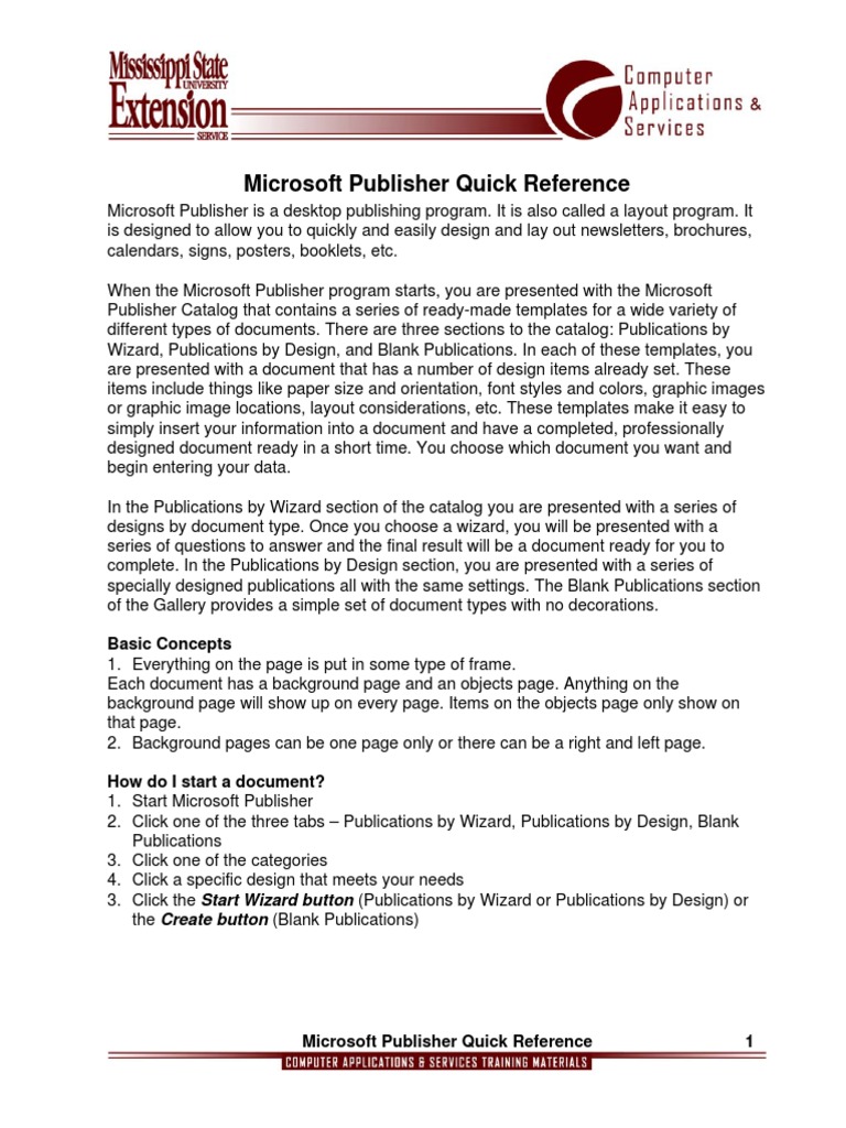 Microsoft Publisher Overview and Guide | PDF | Page Layout | Microsoft Word