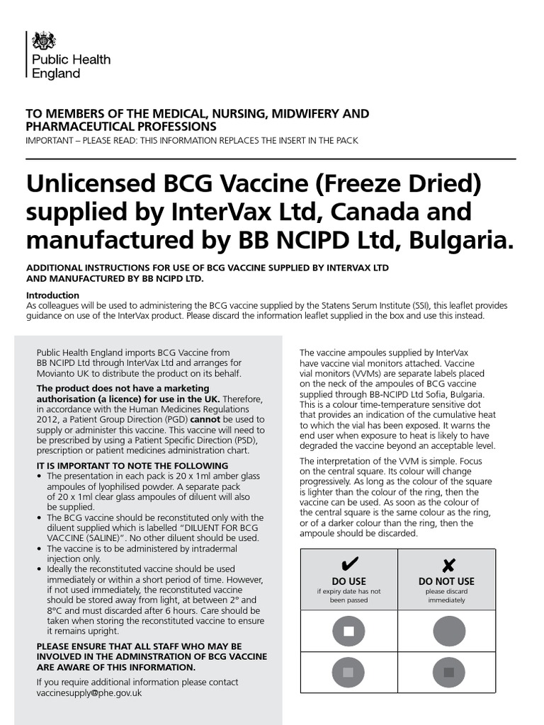 9851 BCG Vaccine Professional HCW | PDF | Drugs | Medical Specialties