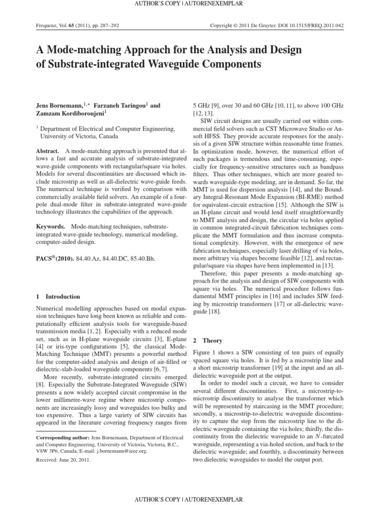 Mode Matching Techniques | PDF | Science & Mathematics | Technology & Engineering