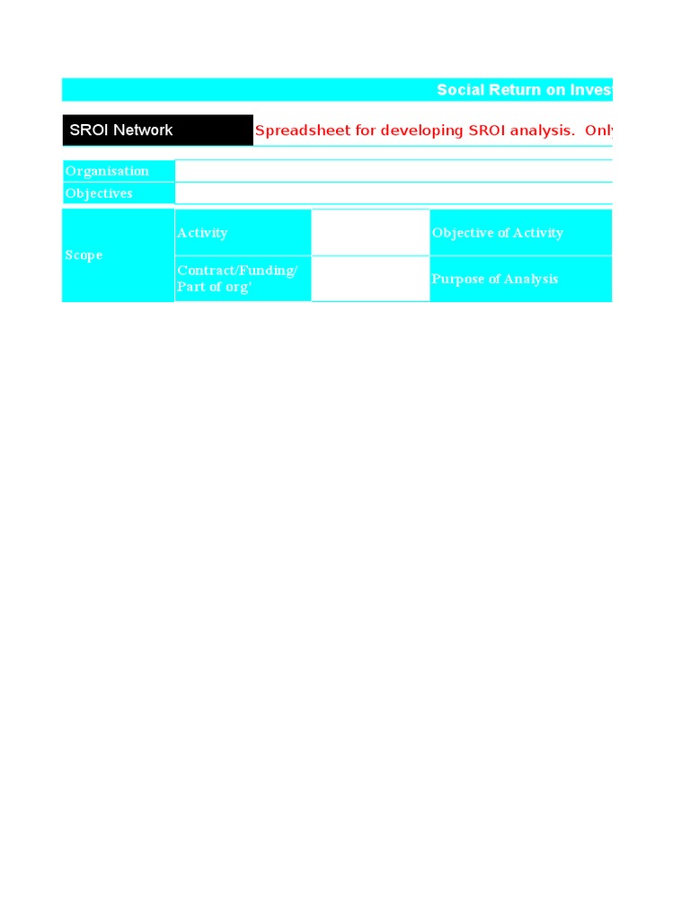 SROI Analysis Training Spreadsheet | PDF