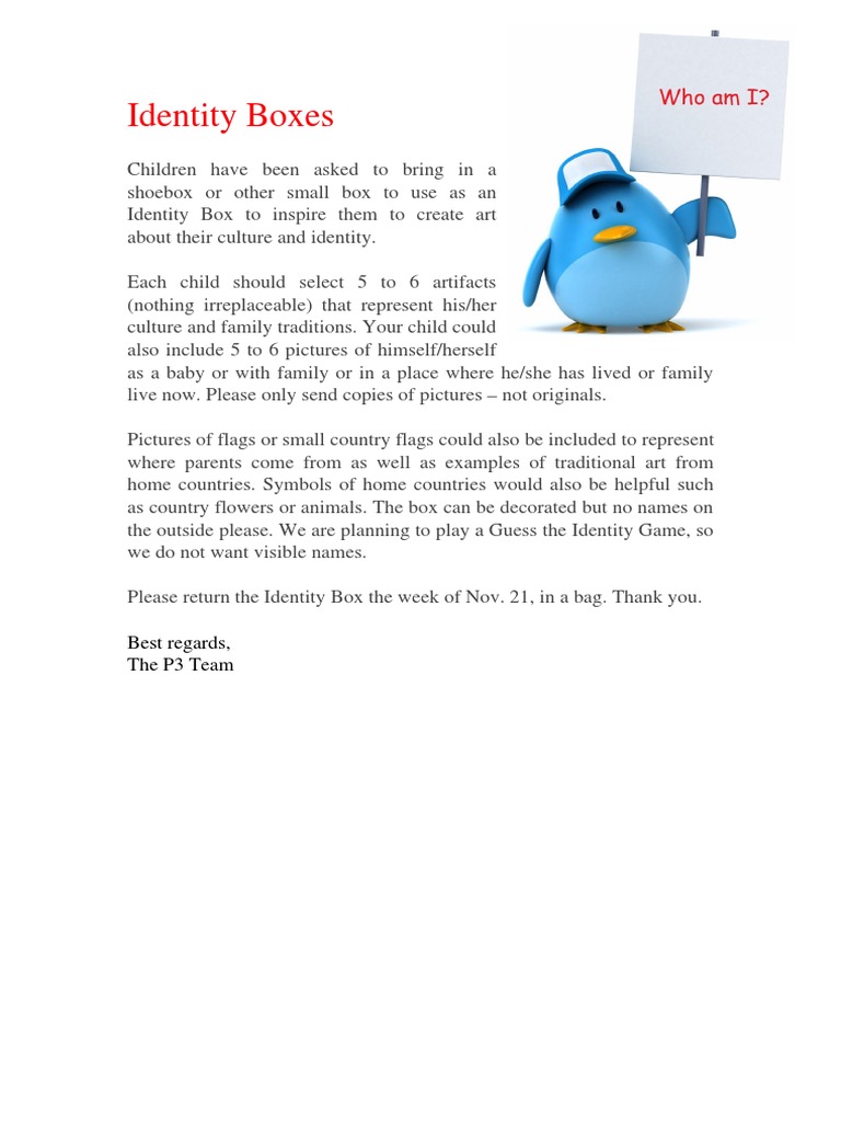 Identity Boxes: Best Regards, The P3 Team | PDF
