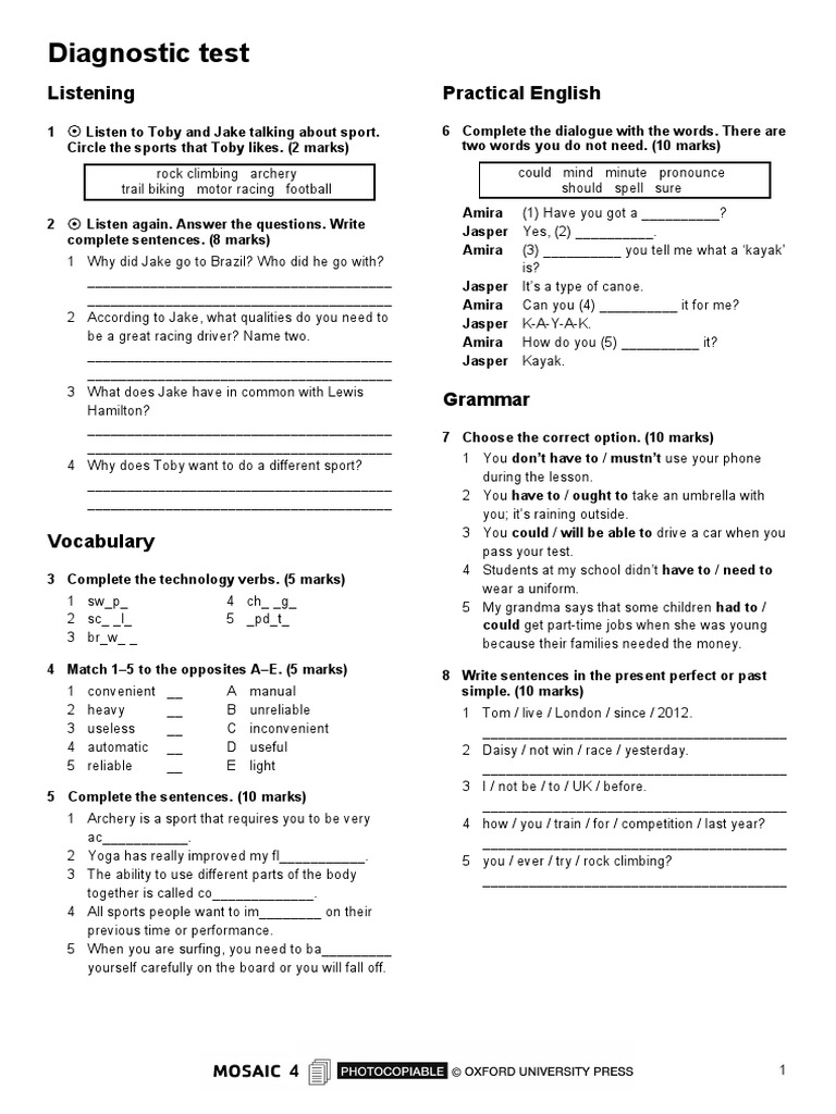 Mosaic TRD4 Tests Diagnostic | Schools | Learning