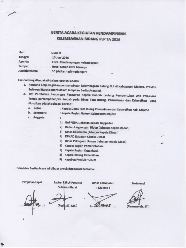 Contoh Berita Acara FGD 1 | PDF