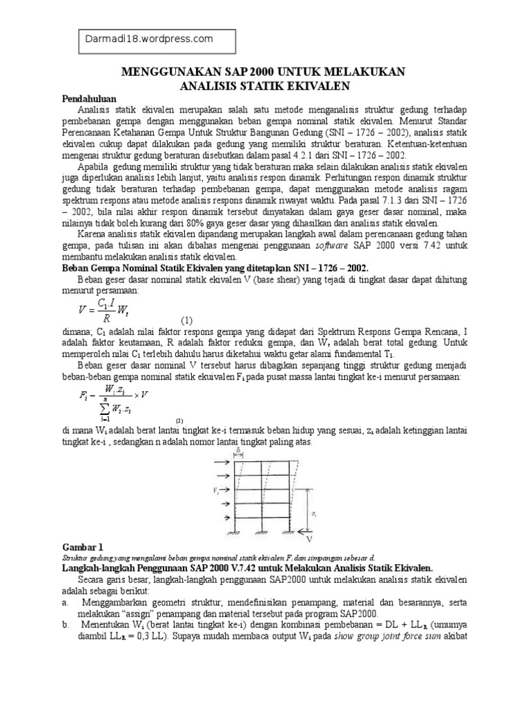 Analisis Gempa dengan SAP 2000 | PDF | Metode & Bahan Ajar | Sains ...