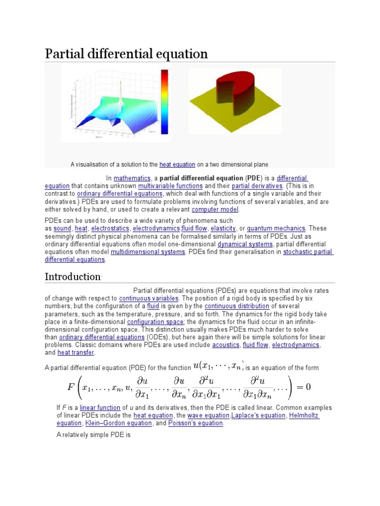 Partial Differential Equation: A Visualisation of A Solution To The On ...