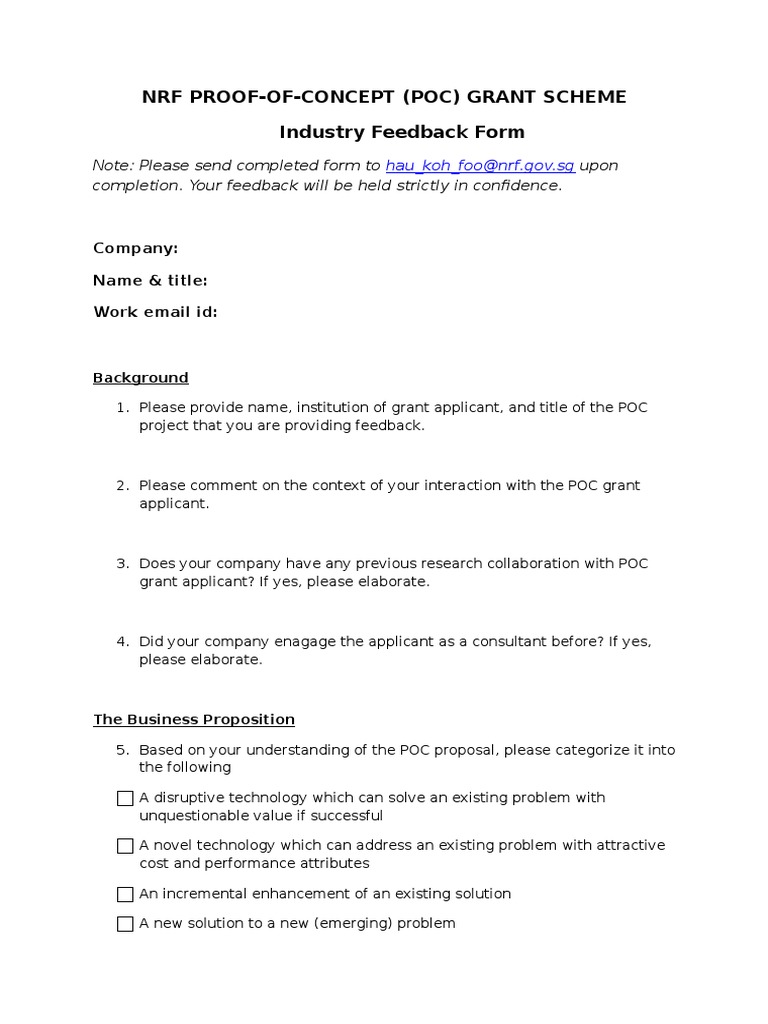 Industry Feedback Form v1 0 | PDF | Expert | Disruptive Innovation