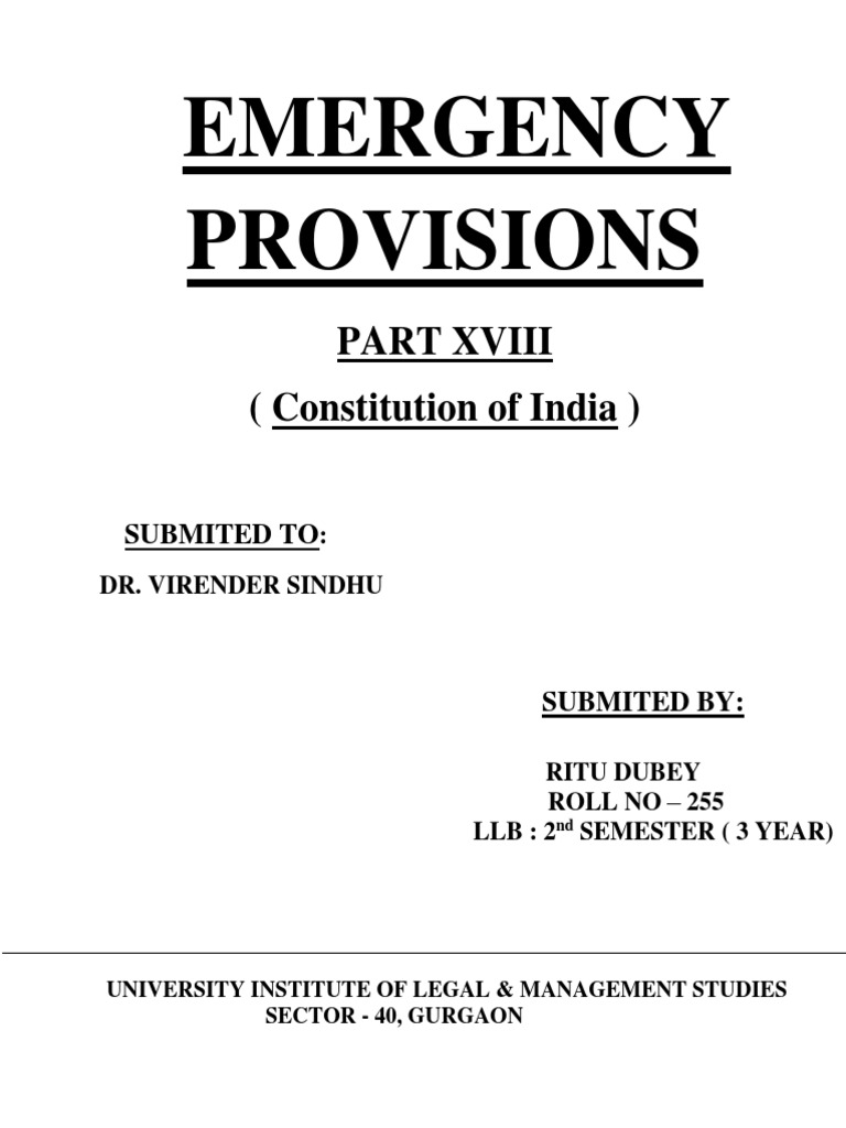 Emergency Provisions | PDF | State Of Emergency | Supreme Court Of India