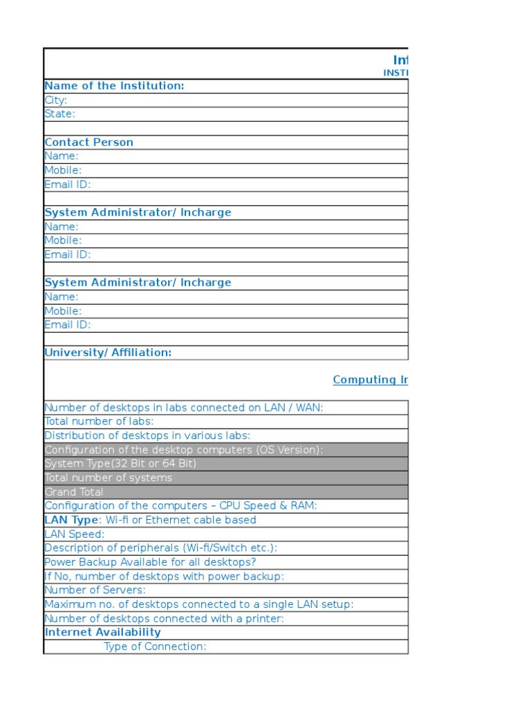 System Information Sheet - Infosys | PDF