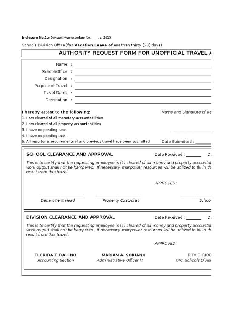 Travel Abroad Form | Government | Politics