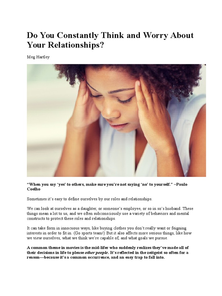 Stop Worrying About Your Relationships | PDF | Thought | Mind