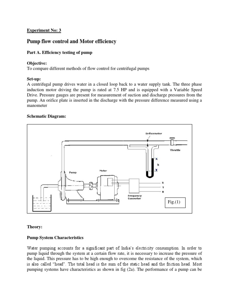 Exp 3 Pump and Motor Efficiency | PDF | Pump | Pressure Measurement