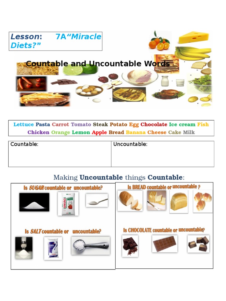 Countable and Uncountable Nouns Lesson Miracle | PDF