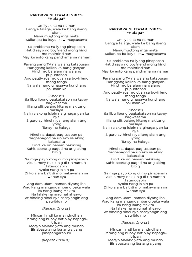 Halaga Lyrics | PDF