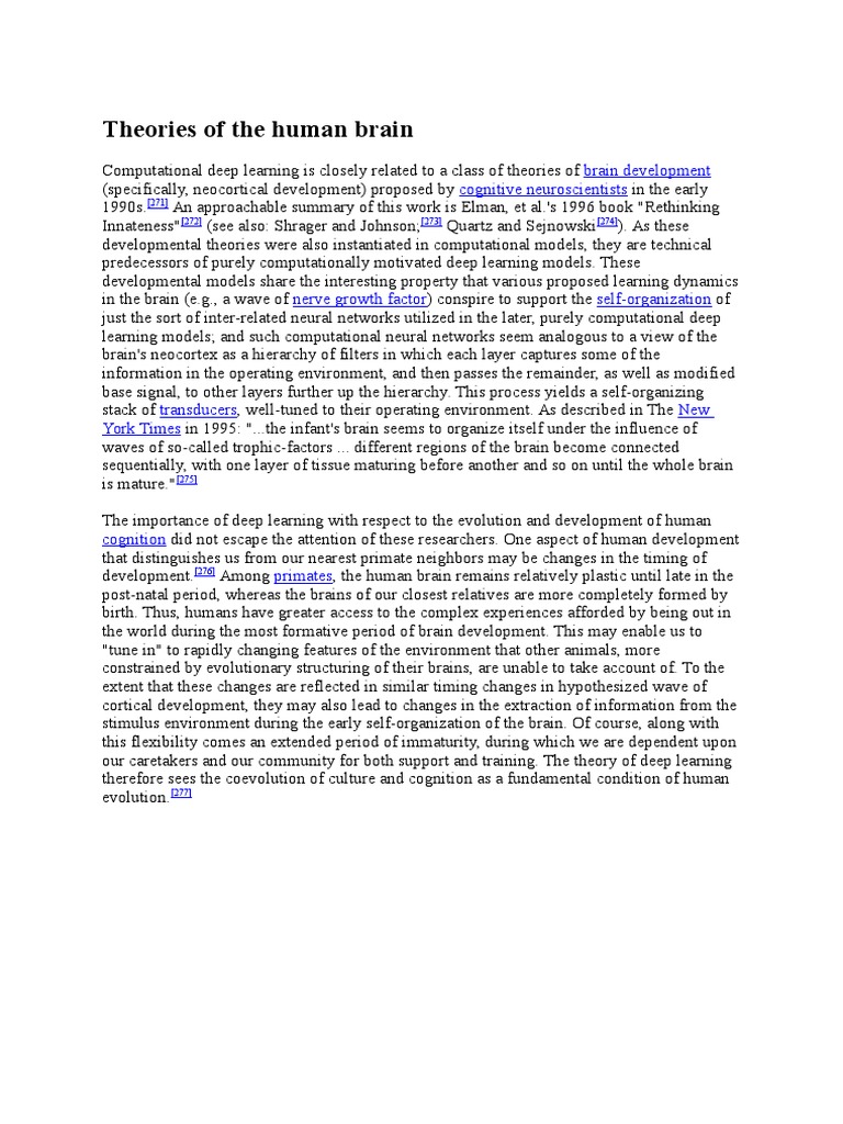 Theories of The Human Brain | PDF | Deep Learning | Brain