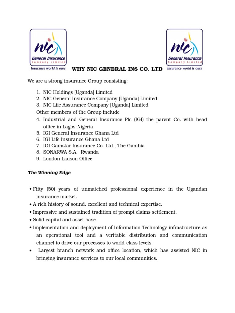NIC Insurance: Uganda's Trusted Choice | PDF | Uganda | Life Insurance