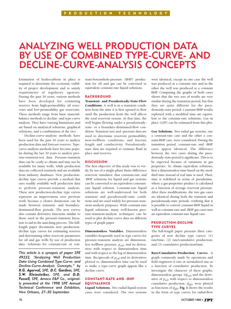 Analyzing Well Production Data by Use of Combined Type-Curve-And ...