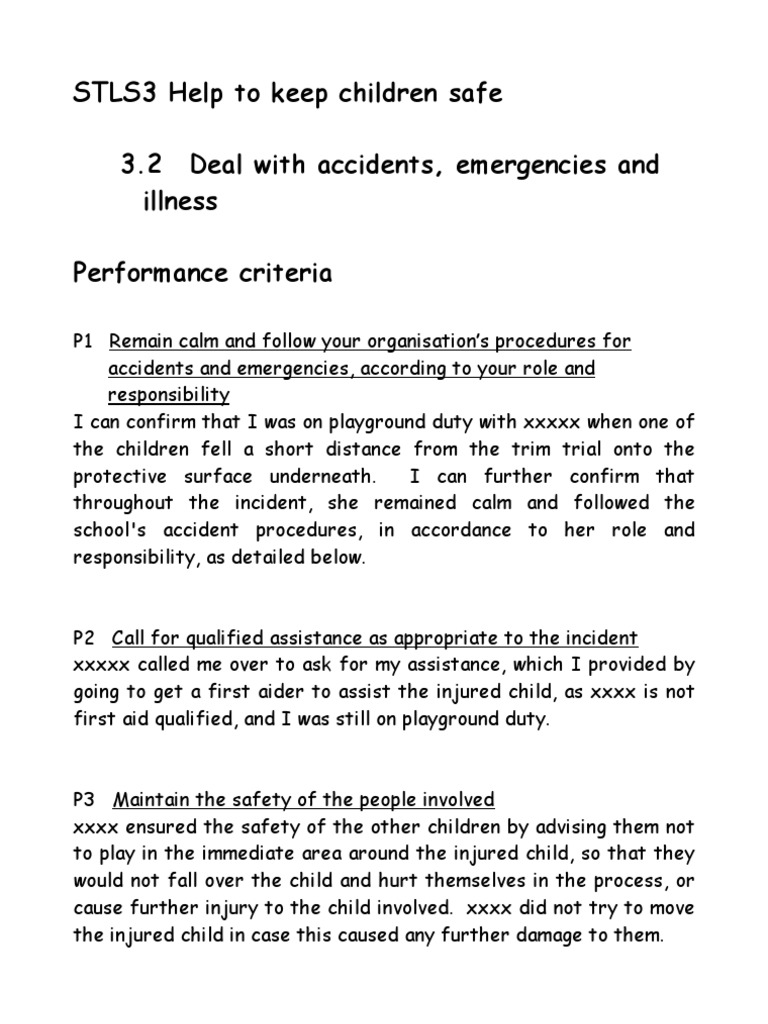 STLS NVQ 3 CCLD NVQ 3 Unit 202 Witness Statement Unit 3 Element 3.2 ...