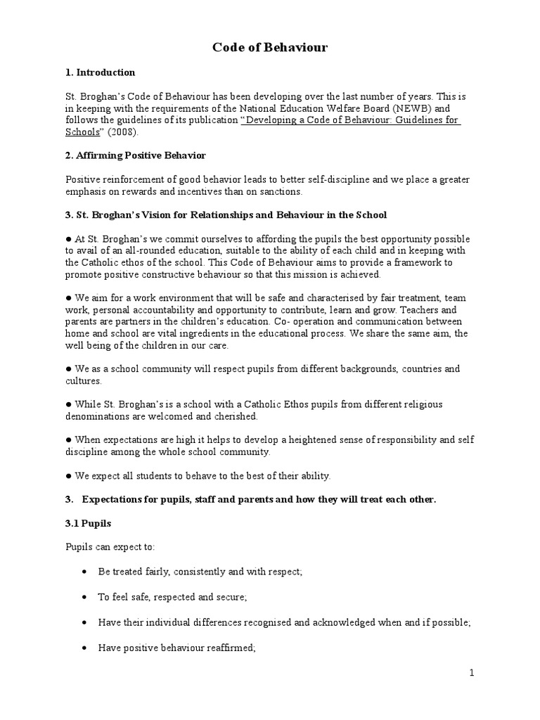 Code of Behaviour Website Version | PDF | Behavior | Social Institutions